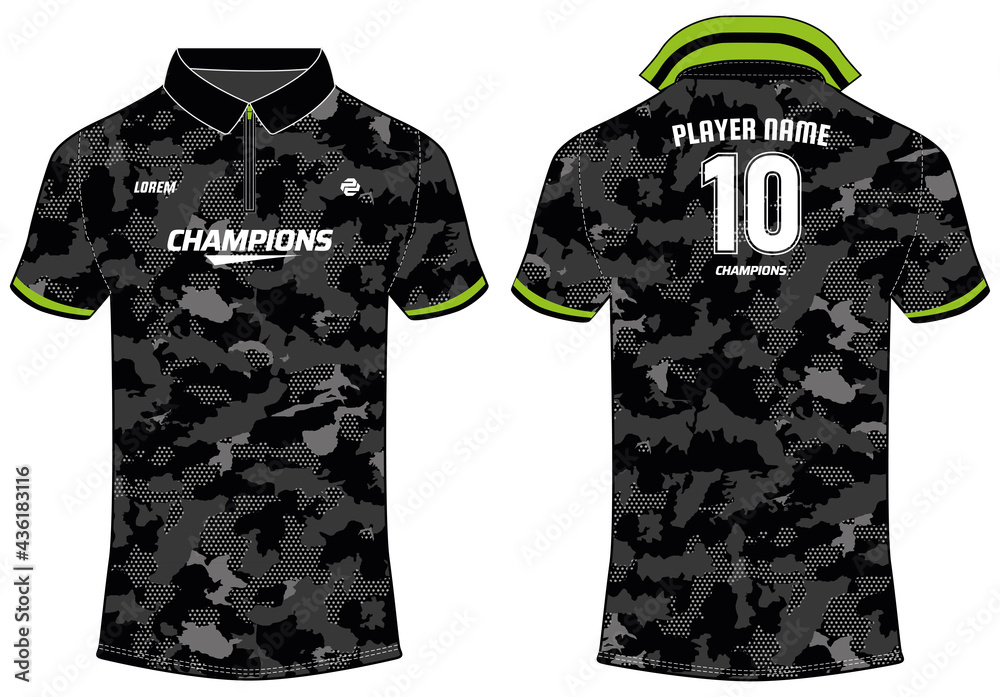 Sports polo collar t-shirt jersey design in Camouflage pattern vector ...