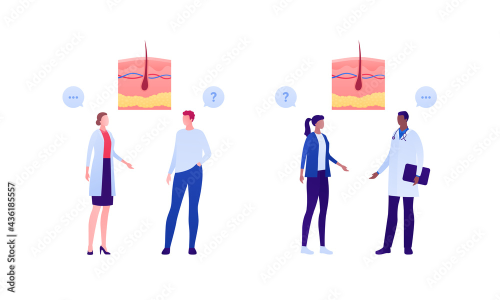 Dermatology and skin disease treatment concept. Vector flat medical ...