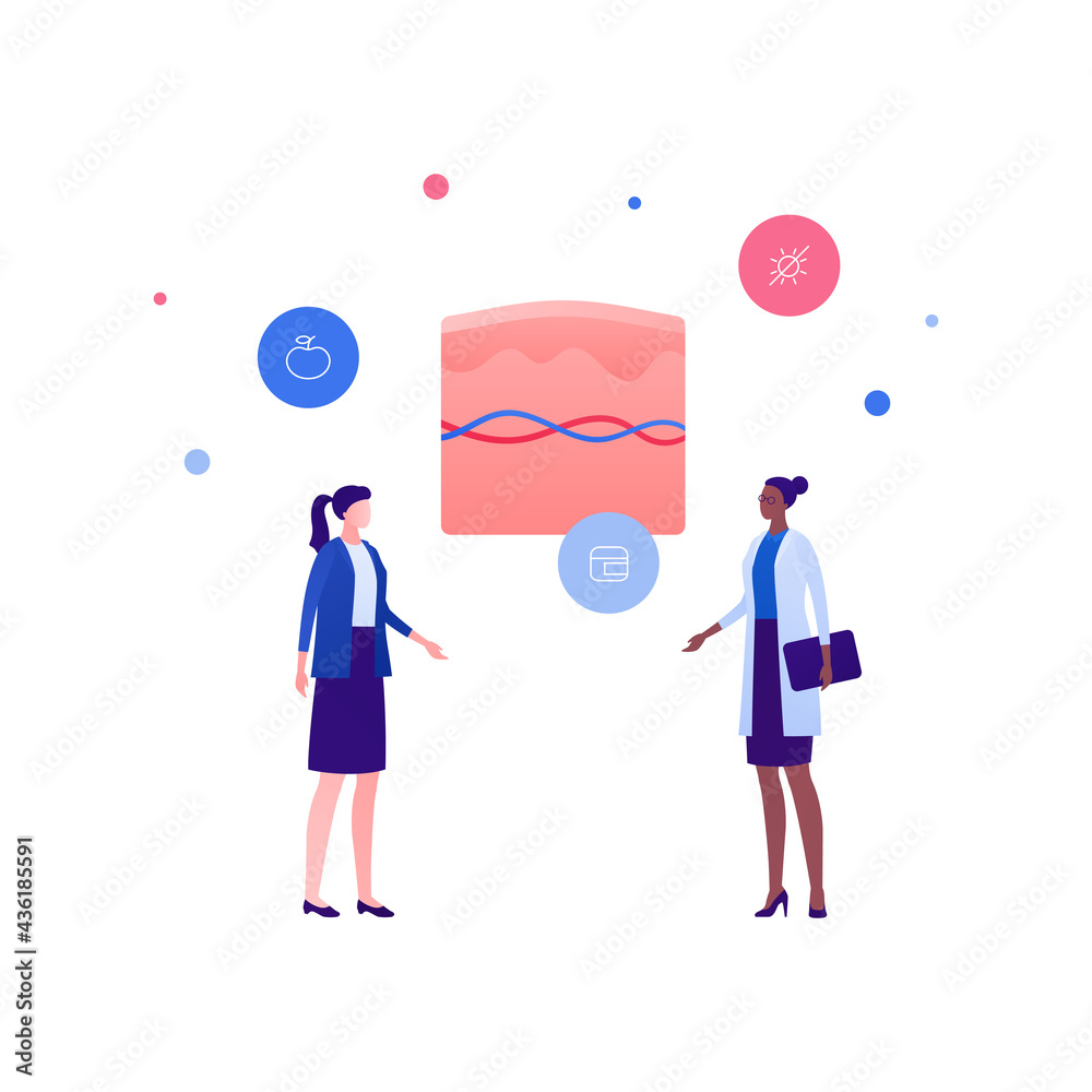 Dermatology and skin disease treatment concept. Vector flat medical ...