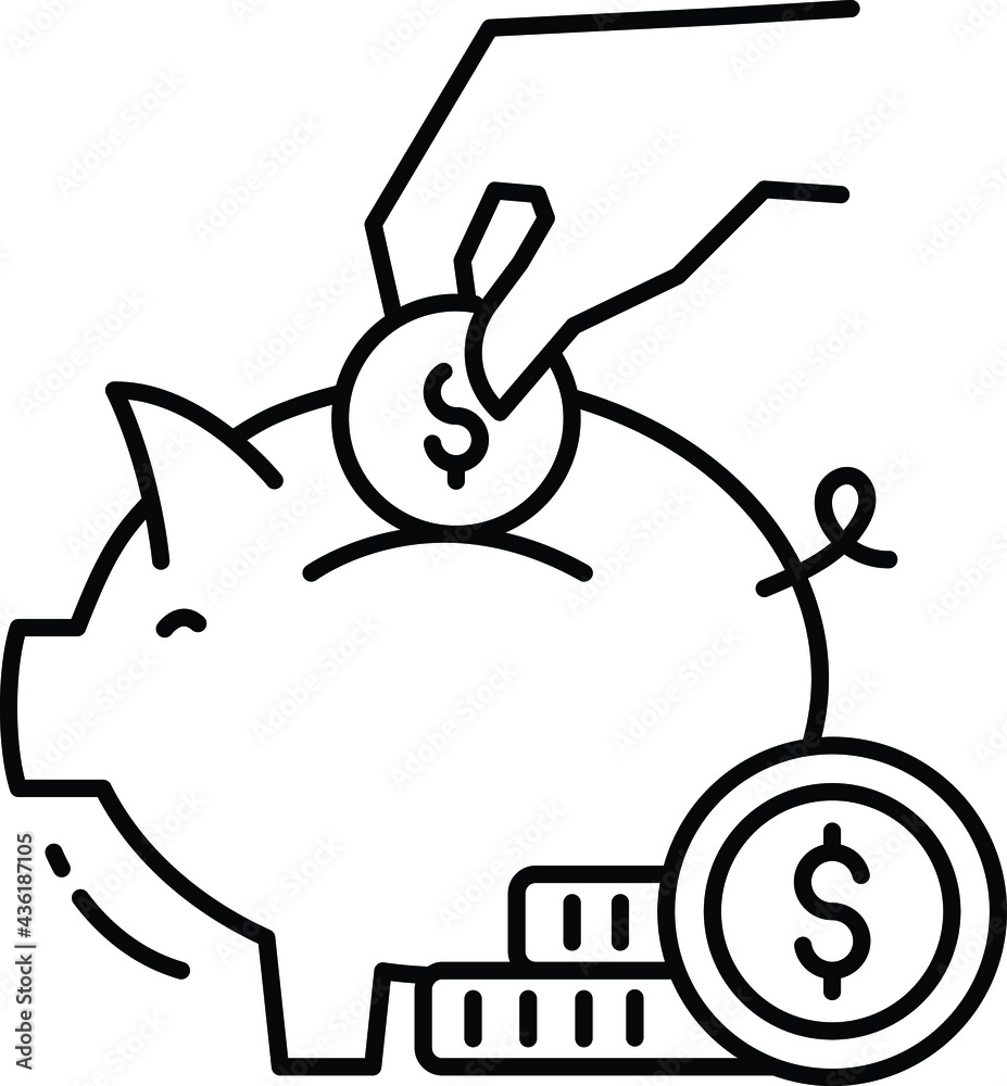 Vetor de Human hand inserting coin in piggybank Concept, Money Savings ...