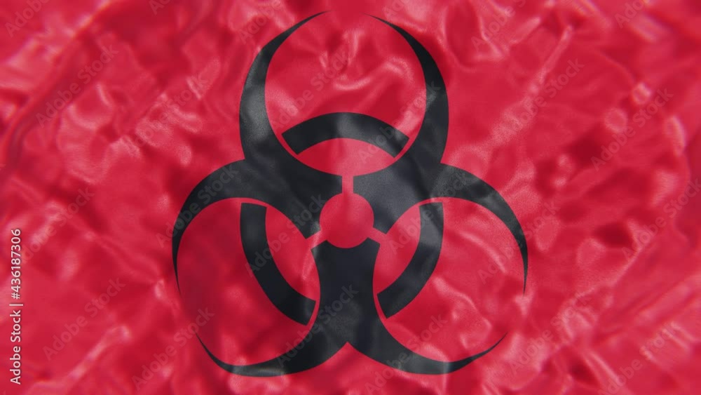 Realistic looping slow motion 3D animation of the textured waving red ...