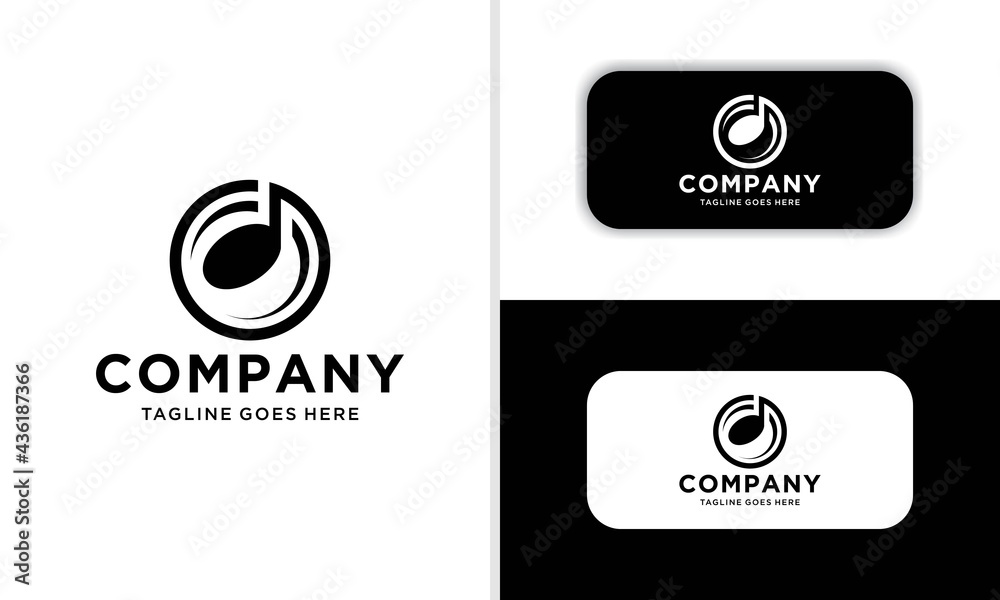 Circle shaped tone music logo design idea. Round logo with musical ...
