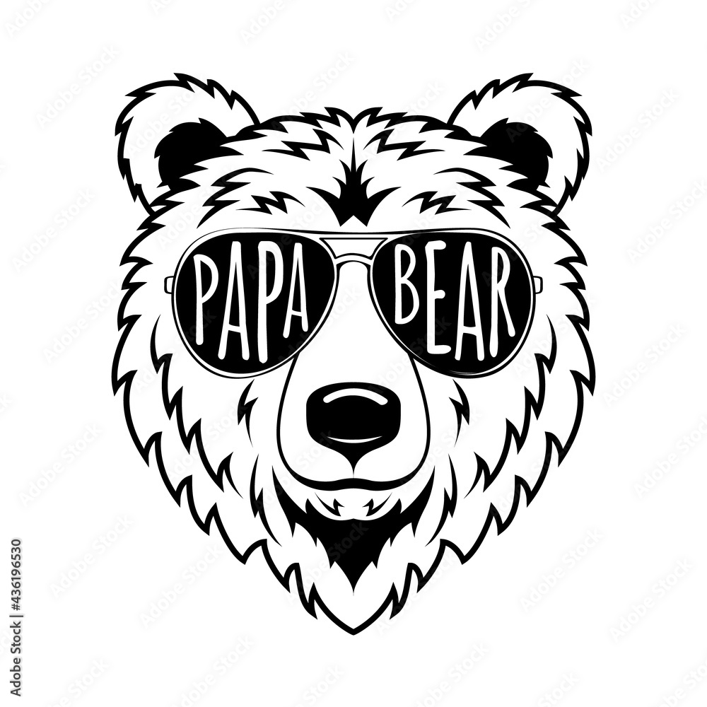 Cute Papa Bear Hand Draw Stock Vector | Adobe Stock