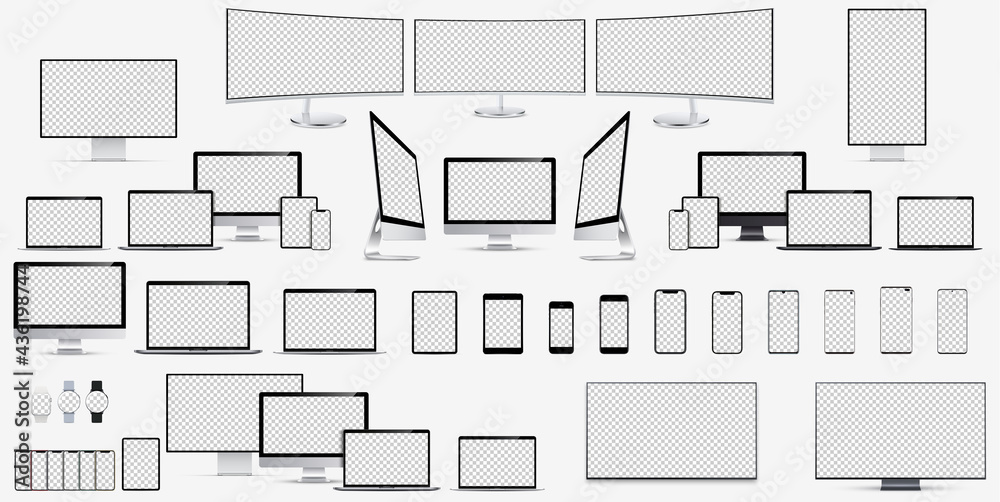 Big realistic set with high detail. Device screen mockup collection ...