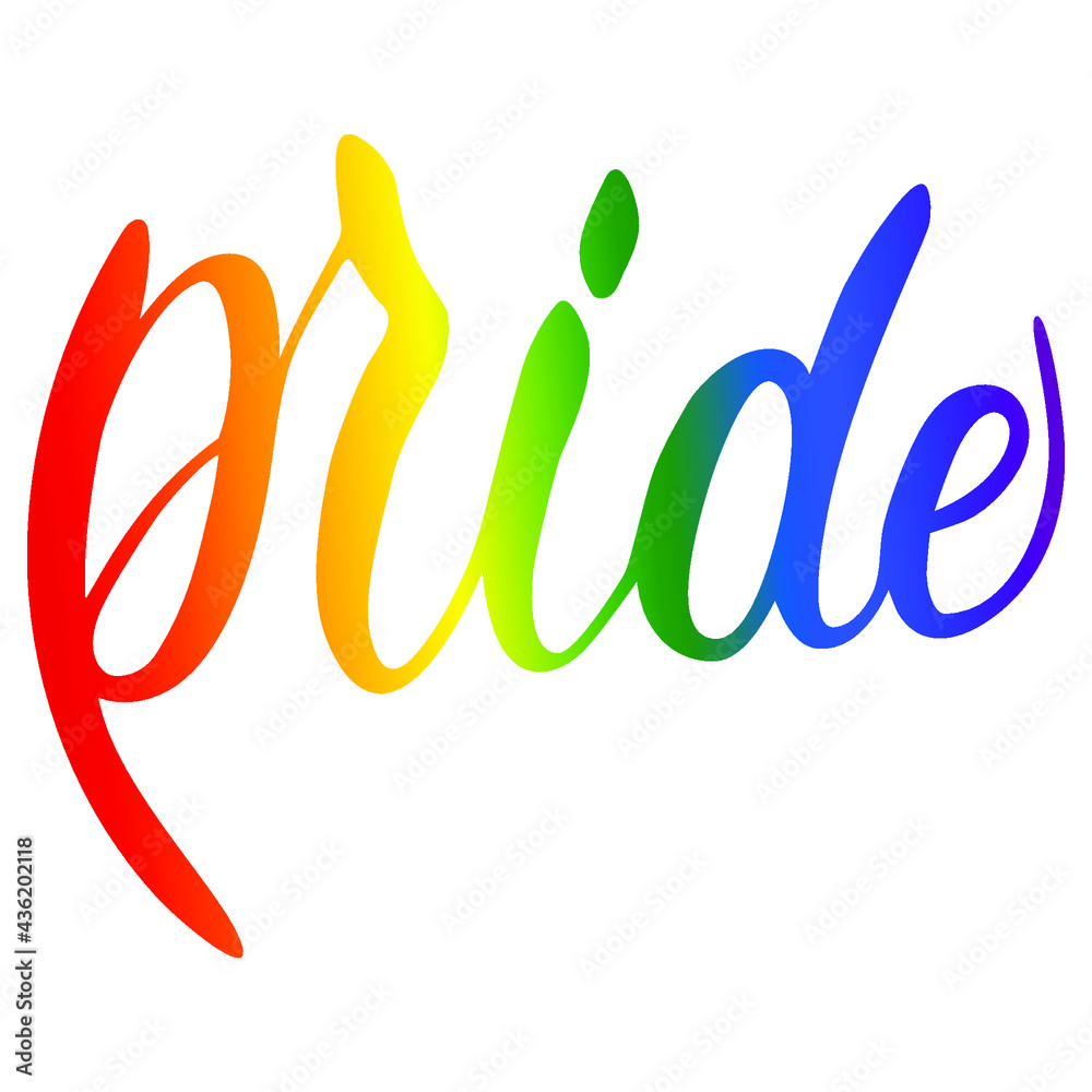 word pride in multicolored gradient. Emblem for pride month. Vector ...