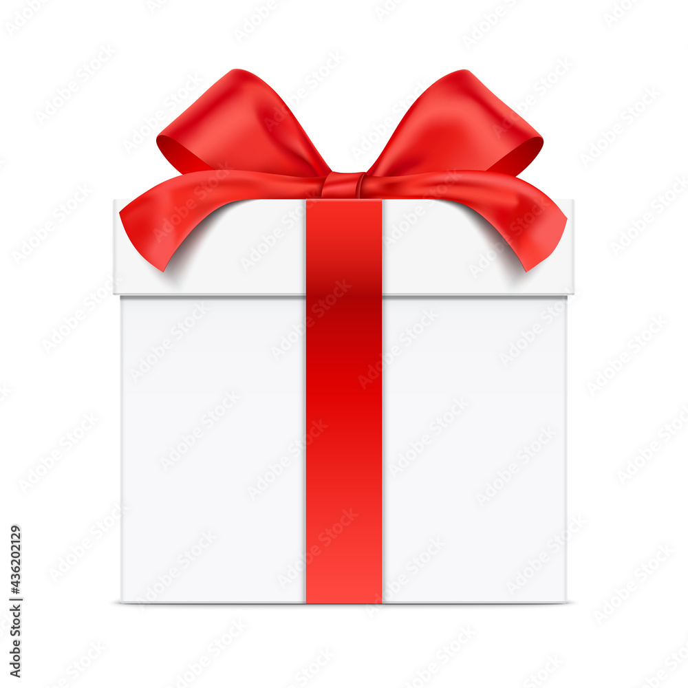 White vector gift box in a front view, isolated on background. Stock ...