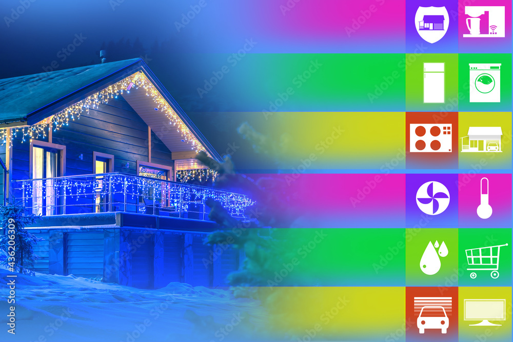 Interaction with house using smart home system. House control via wifi ...