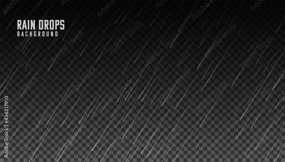 falling rain on transparent background Stock Vector | Adobe Stock