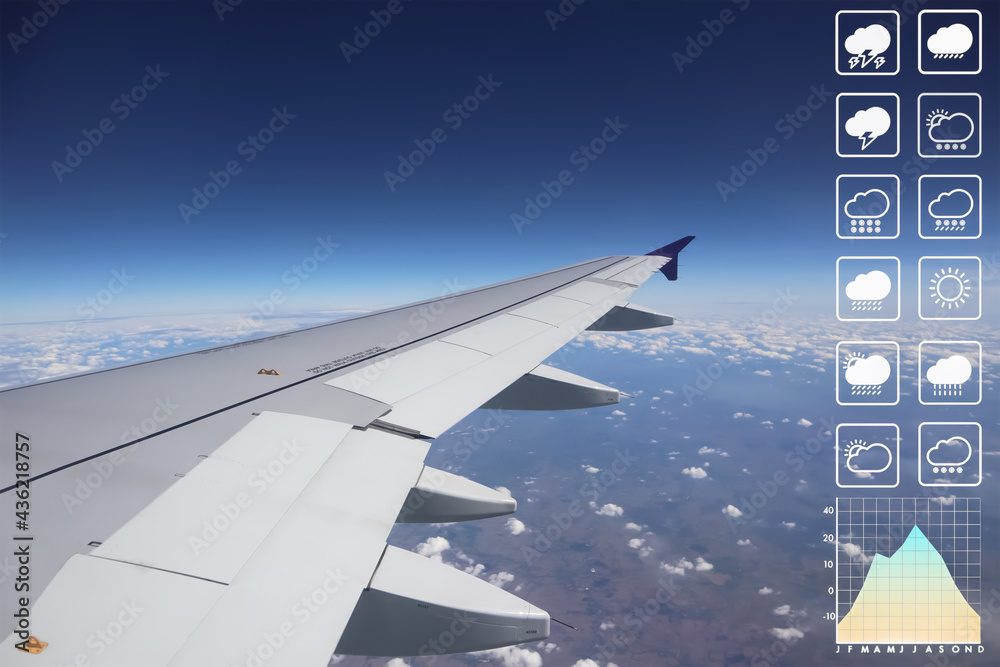 Meteorology presentation and report background with weather symbol ...