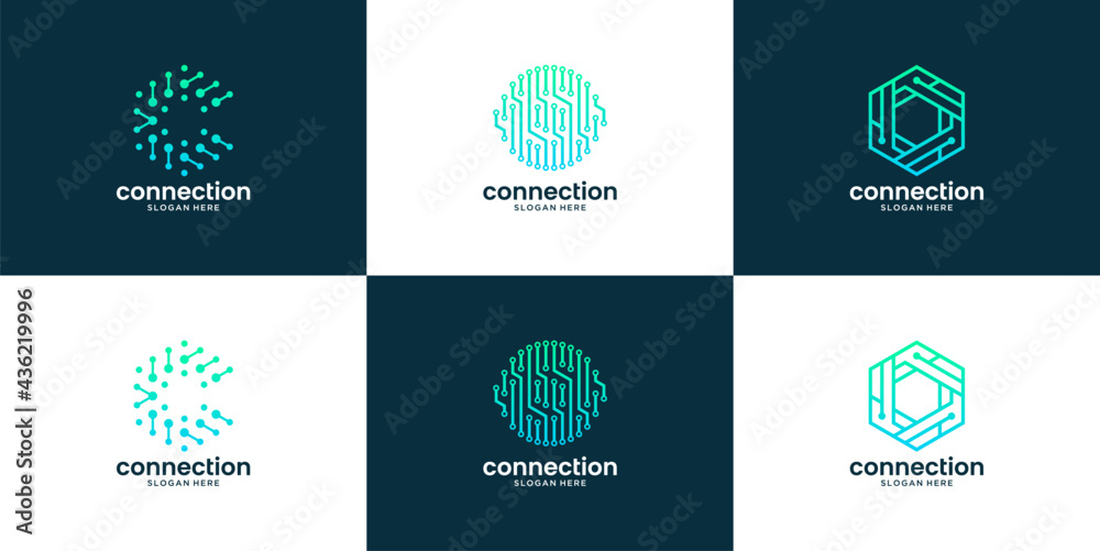 Set of abstract dot connection with letter C logo design. Stock Vector ...