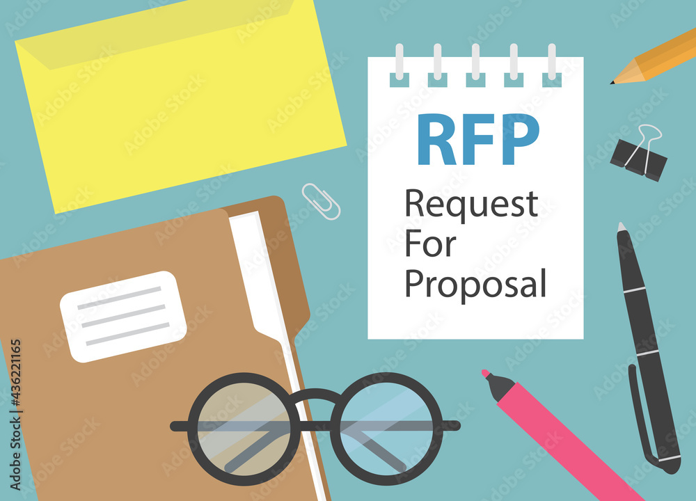 RFP Request For Proposal written in spiral notebook- vector ...