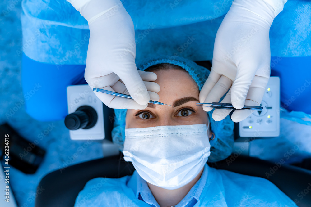 Laser vision surgery correction. Medicine eye laser correction. Stock ...