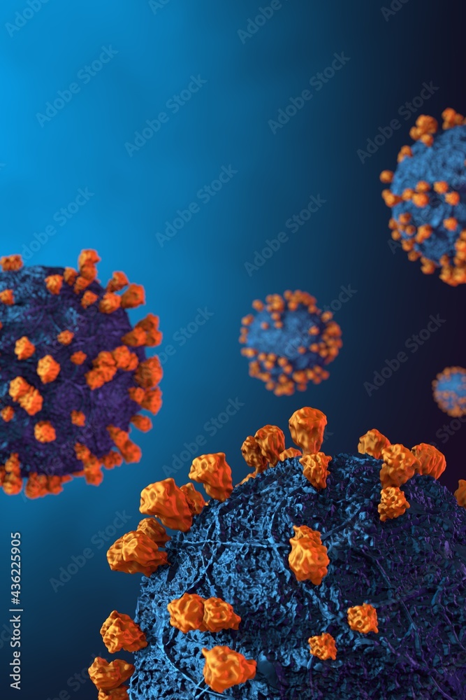 Delta coronavirus - Microscopic view of infectious SARS-CoV-2 virus ...
