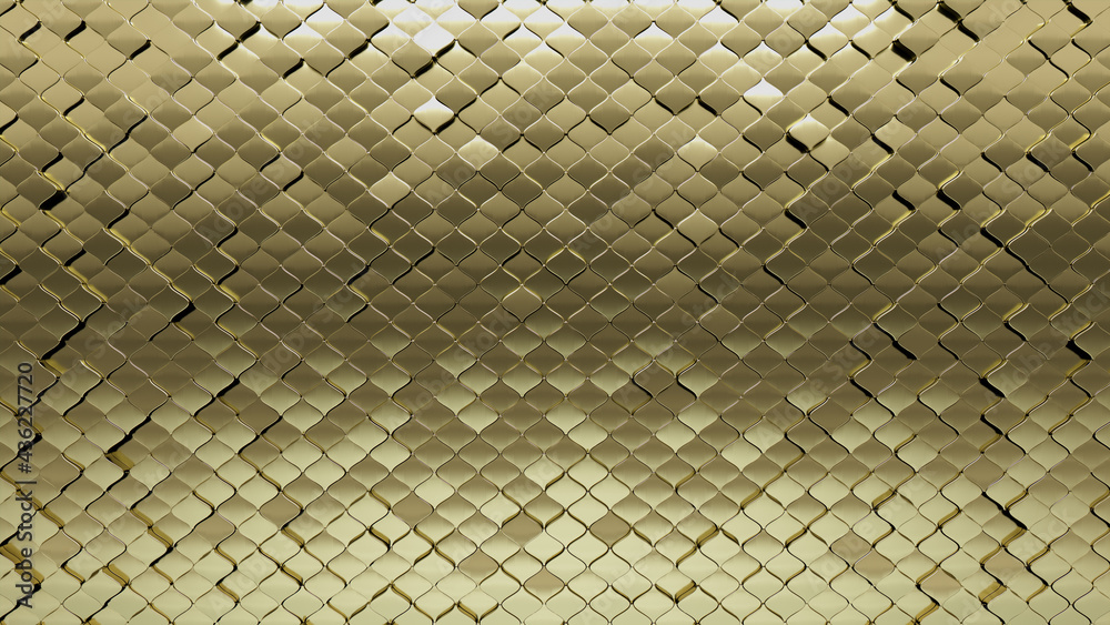 Luxurious, Gold Wall background with tiles. 3D, tile Wallpaper with ...