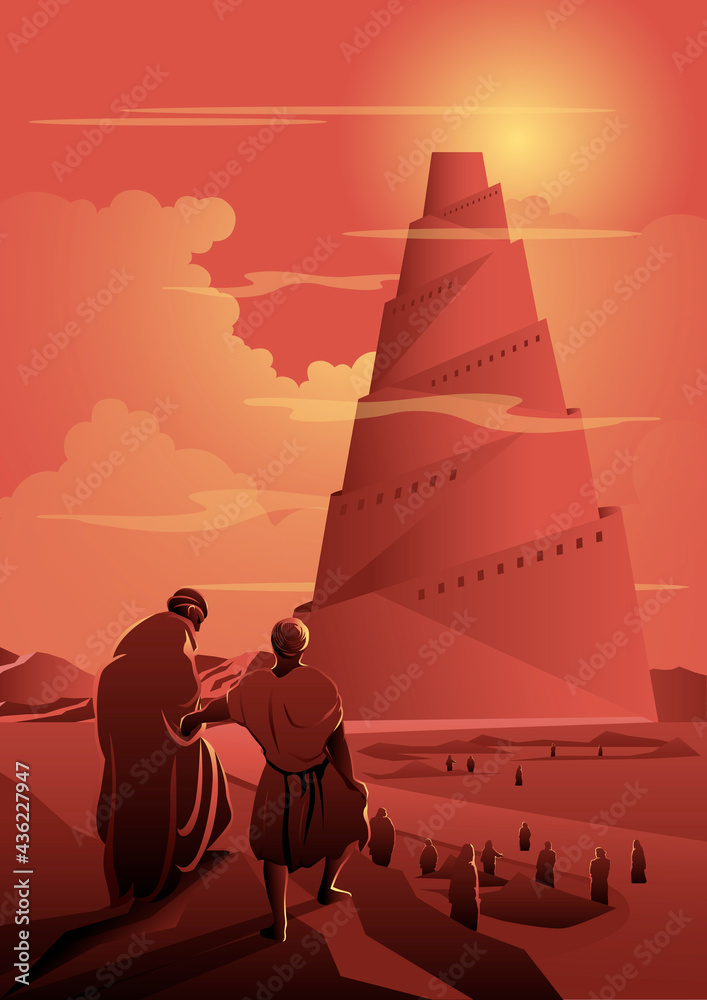 An Illustration of Tower of Babel Biblical Series Stock-Vektorgrafik ...