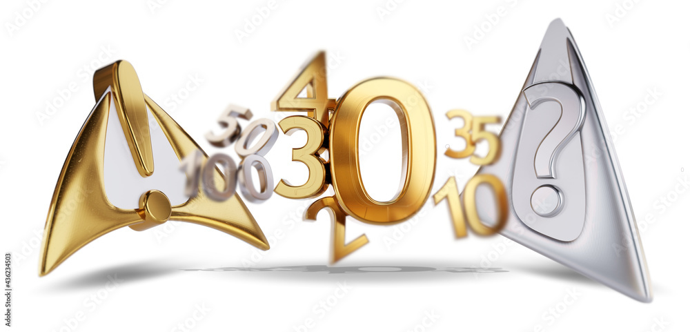 warning attention and question mark golden zero symbol. 0 and changing ...