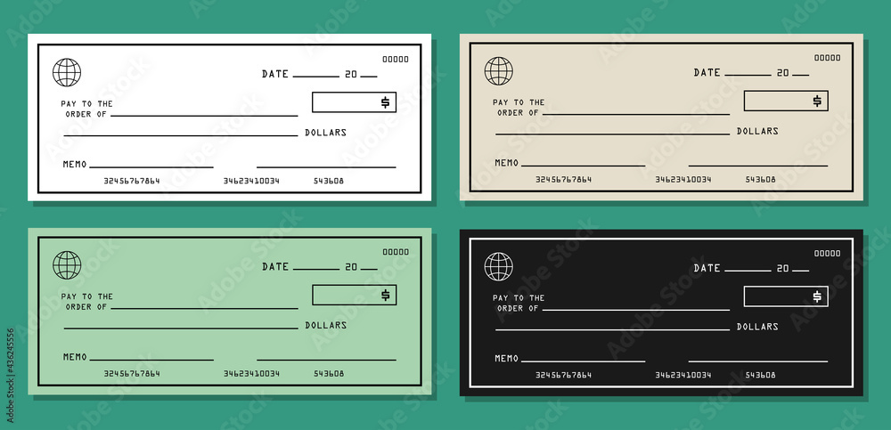 Bank check vector set illustration Stock Vector | Adobe Stock