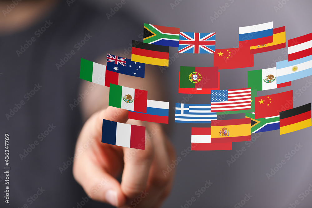 Global communication and international messaging concept, national ...