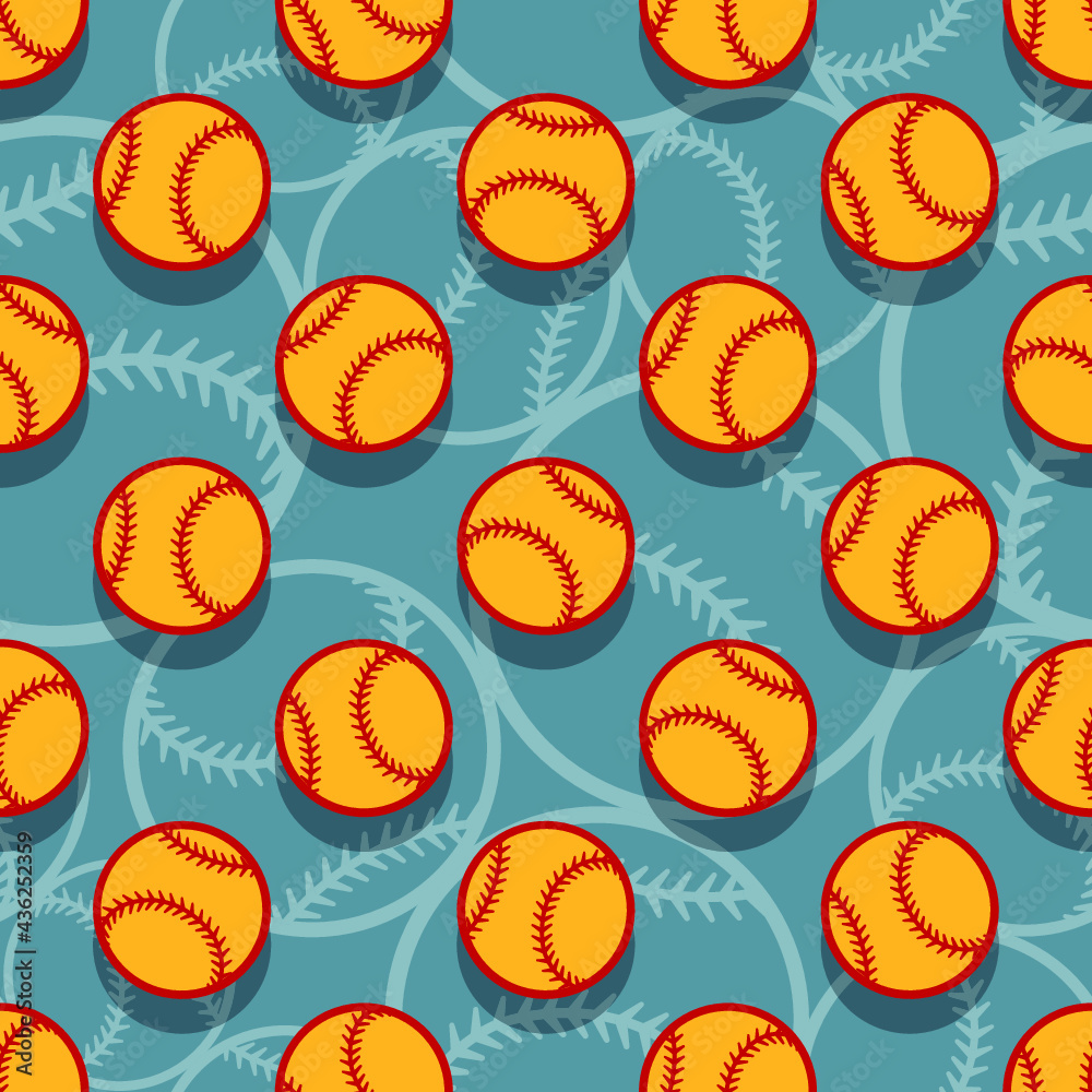 Vetor de Baseball softball ball seamless pattern vector graphics. Ideal ...