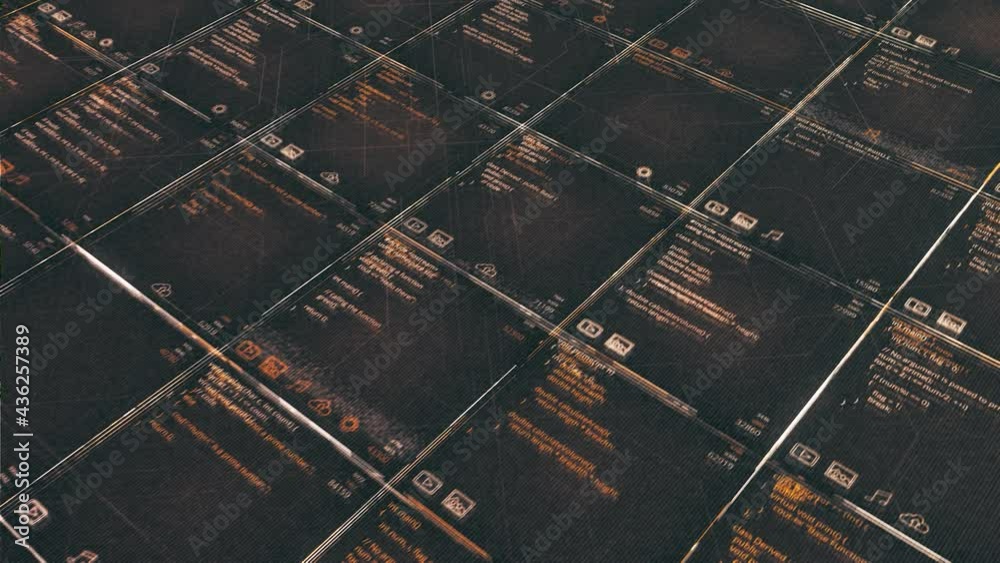 Computer Table With Program Text Animation 3d Table In Computer Database With Program Codes