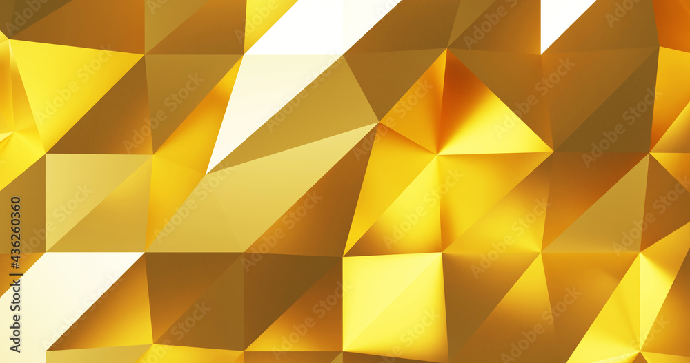 Gold polygon background 3d rendering, 3d illustration. Abstract triangle background. Gold ...