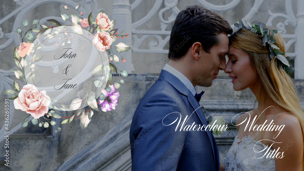 Watercolour Wedding Titles Stock Template | Adobe Stock