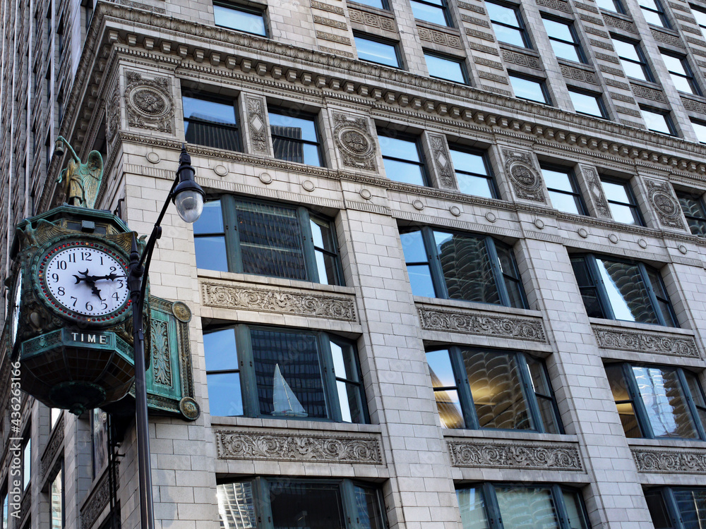 Ornate neoclassical detailing on the facade of 35 East Wacker Drive ...