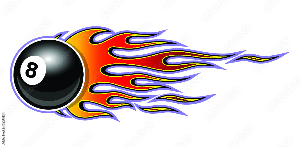 8 ball billiard pool snooker ball with fire flame graphic motorcycle ...