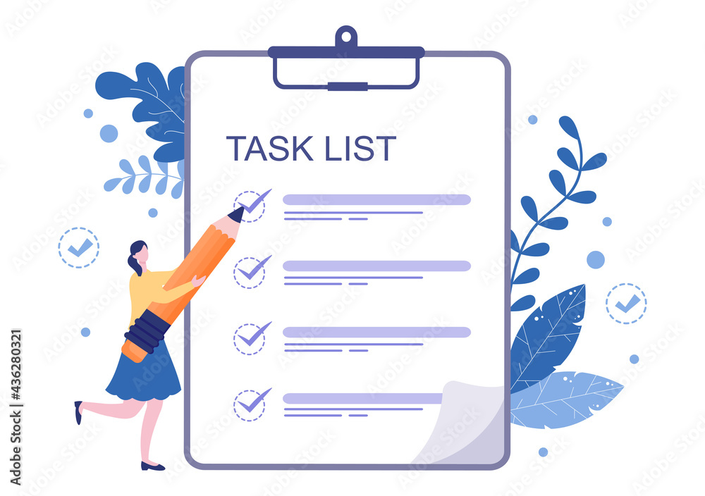 Task List Vector Illustration To Do list Time Management, Work Planning ...