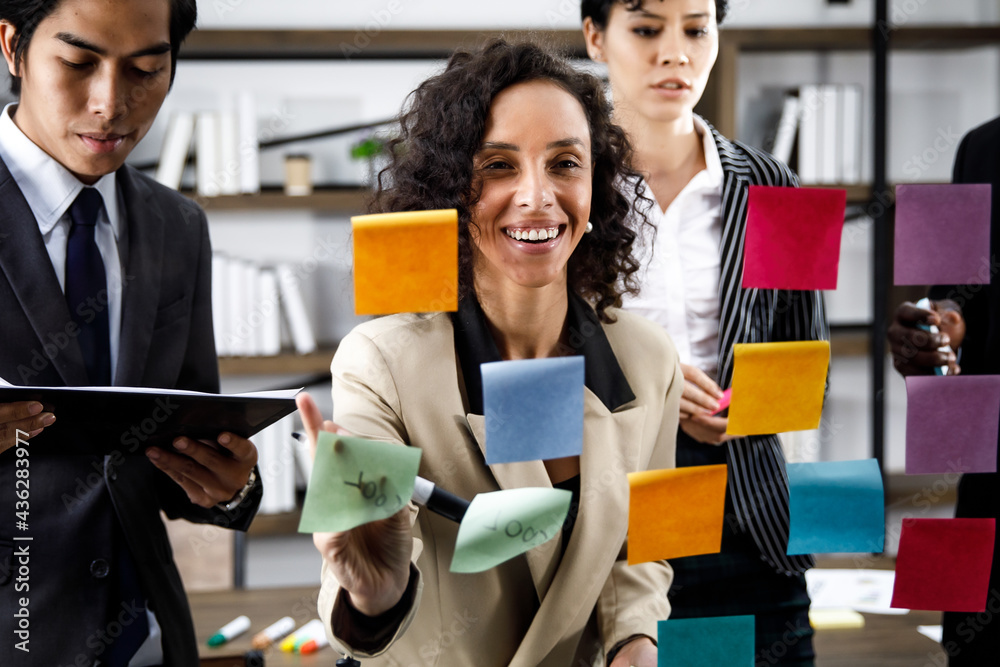 Close up to mixed multiracial smart intelligent successful ...