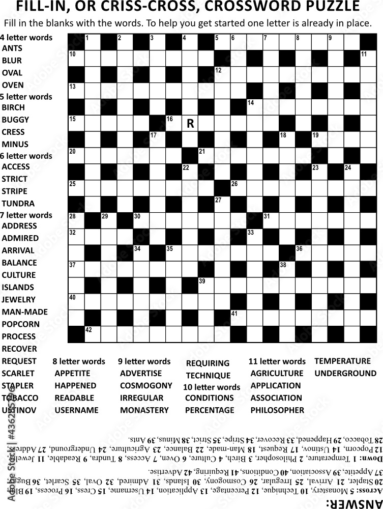 Criss-cross (or fill-in, else kriss-kross) crossword puzzle game of ...