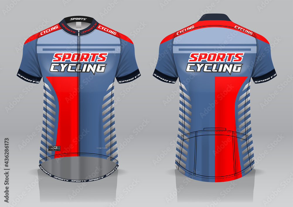 sports uniform for bicycle racing, front and back view ready to print ...