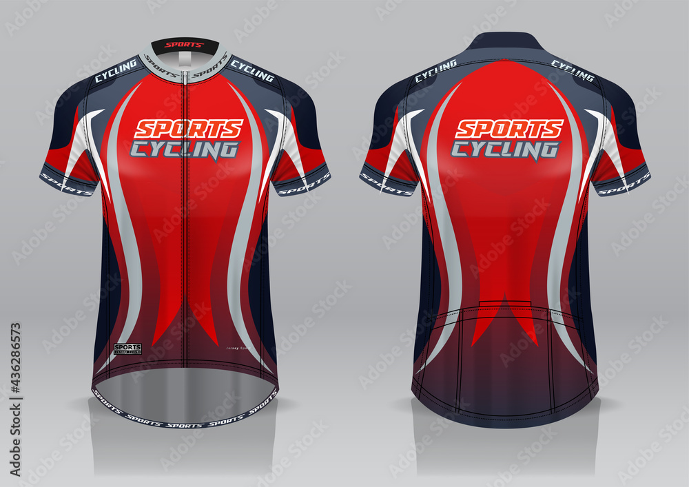 sports uniform for bicycle racing, front and back view ready to print ...