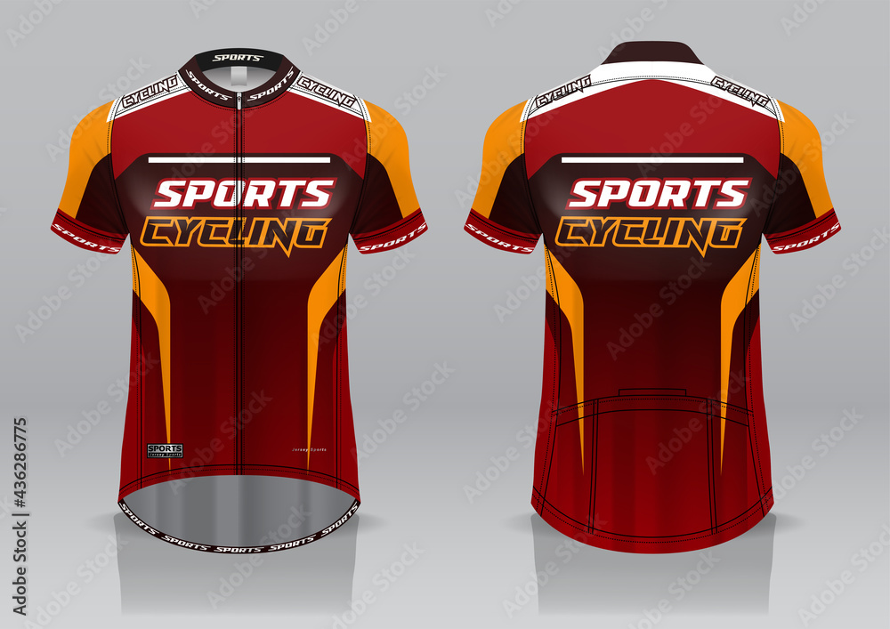 sports uniform for bicycle racing, front and back view ready to print ...