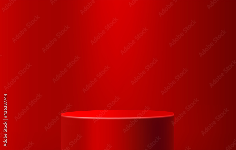 Red podium for product display on minimal scene, 3d red stage pedestal ...