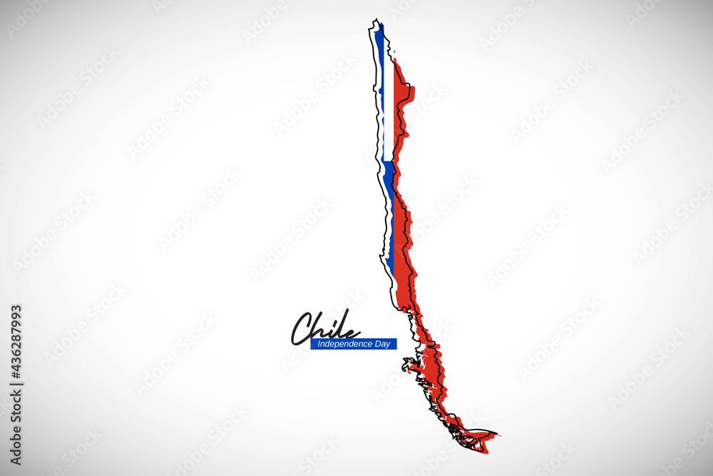Happy independence day of Chile. Creative national country map with ...