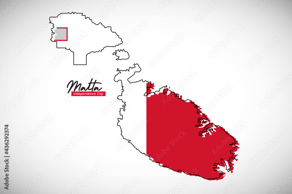 Happy independence day of Malta. Creative national country map with ...