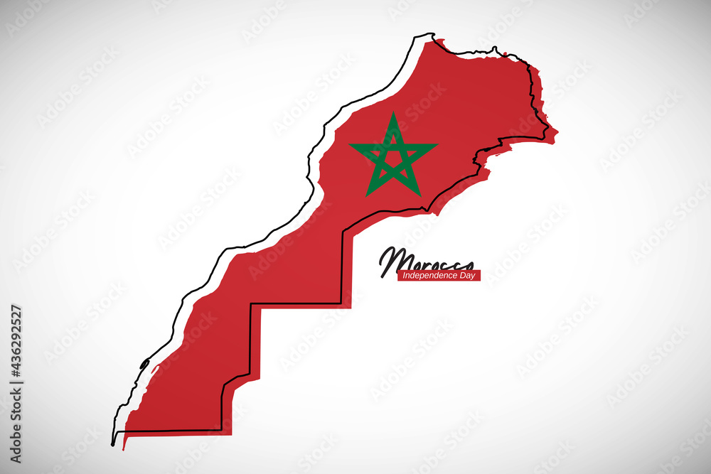 Happy independence day of Morocco. Creative national country map with ...