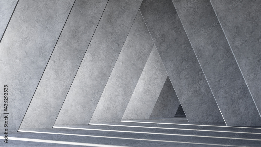 Modern space indoor with tilted wall 3d render,There are polished ...