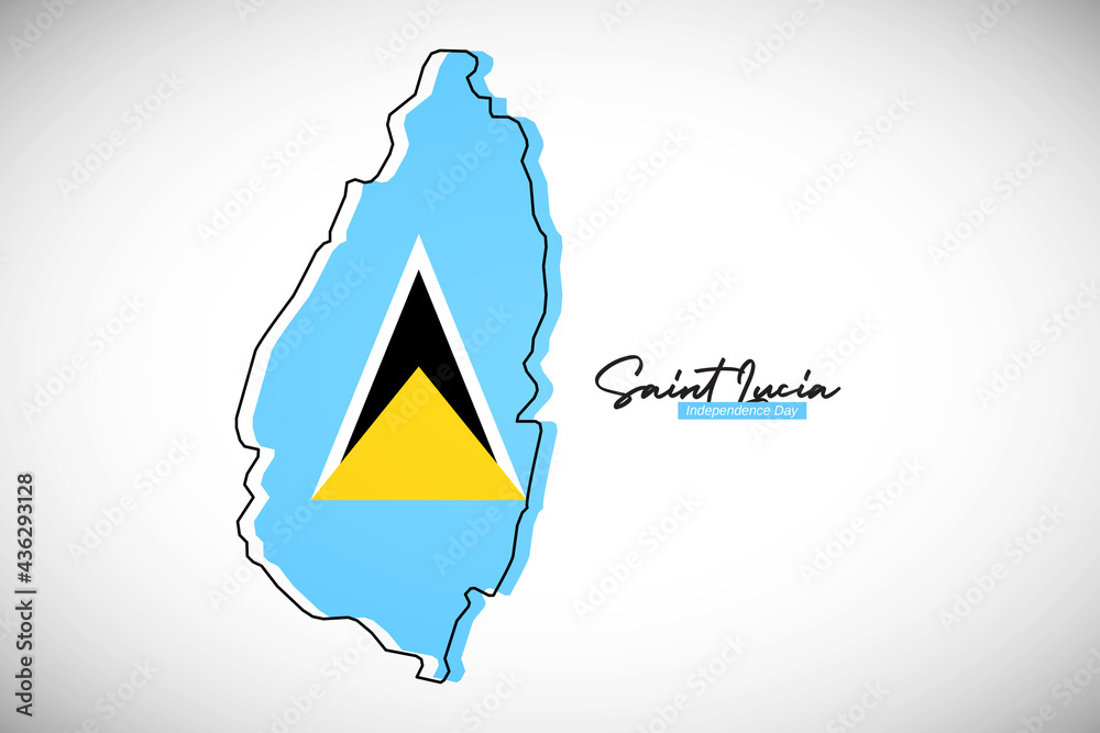 Happy independence day of Saint Lucia. Creative national country map ...