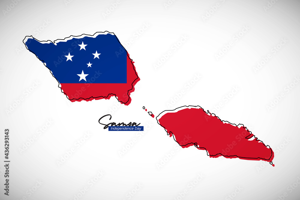 Happy independence day of Samoa. Creative national country map with ...