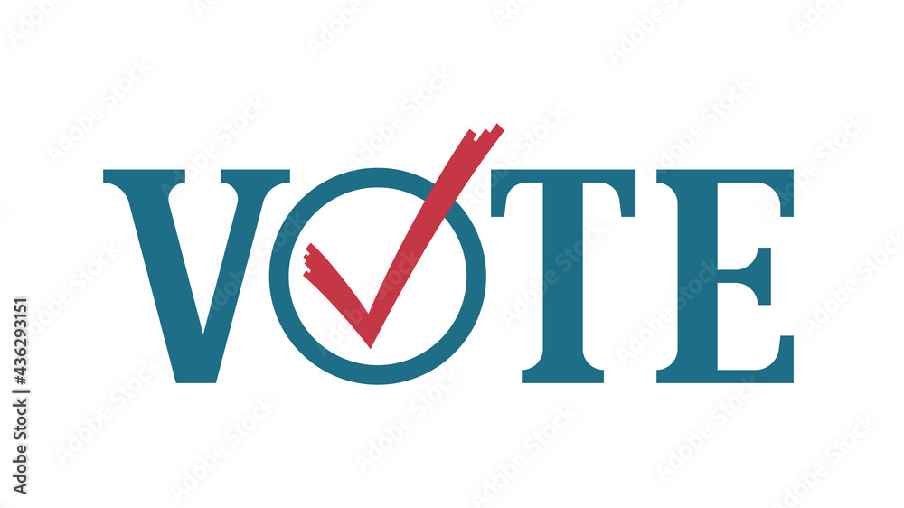 Vote word with checkmark symbols, Check mark icon, Political template ...