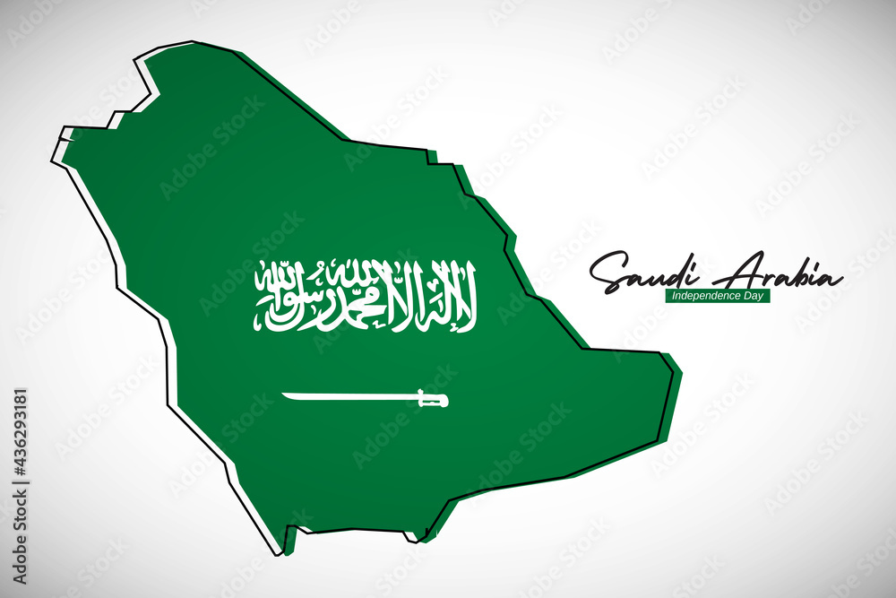 Happy national day of Saudi Arabia. Creative national country map with ...