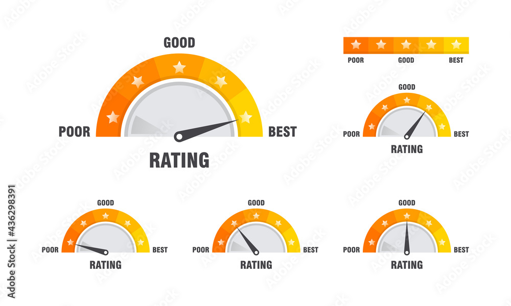 Set of Rating scale Illustration template, Satisfaction meter. Rating ...