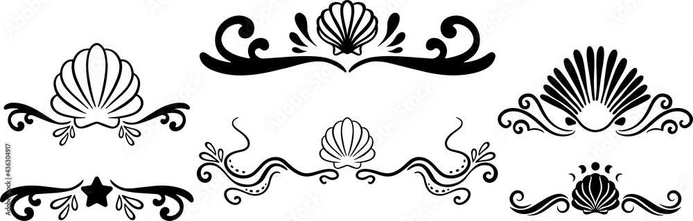 Ocean Magic illustrations. Sea and ocean witch symbols. Seashell ...