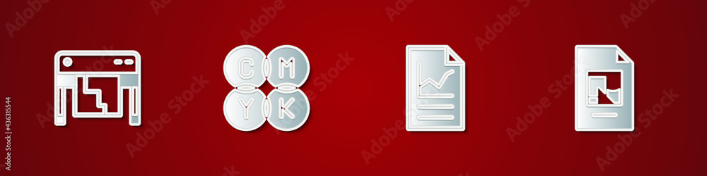 Set Plotter, CMYK color mixing, Document with graph chart and File ...