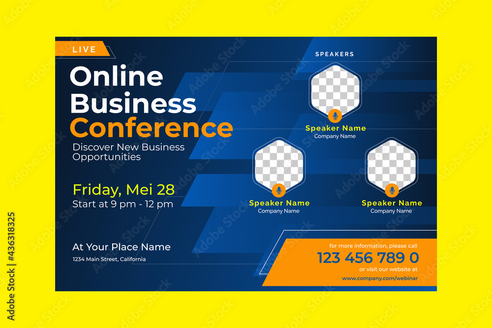 Invitation web banner to the online conference. Business webinar ...