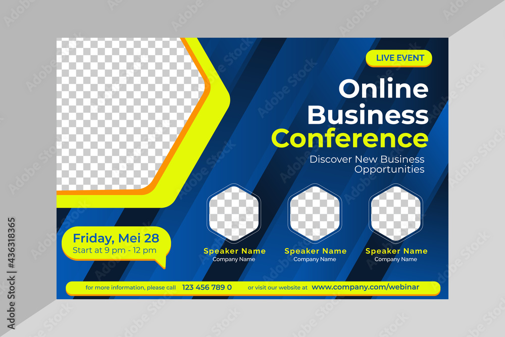 Invitation web banner to the online conference. Business webinar ...