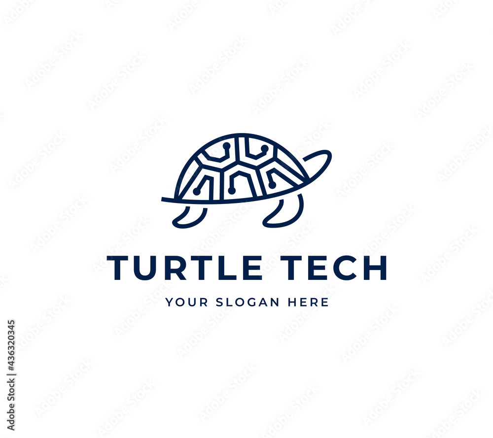 tech turtle vector logo design. minimalist turtle icon logo symbol ...