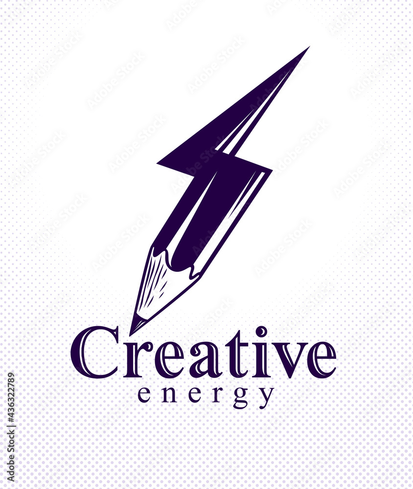 Creative energy power concept shown by pencil in a shape of lightning ...